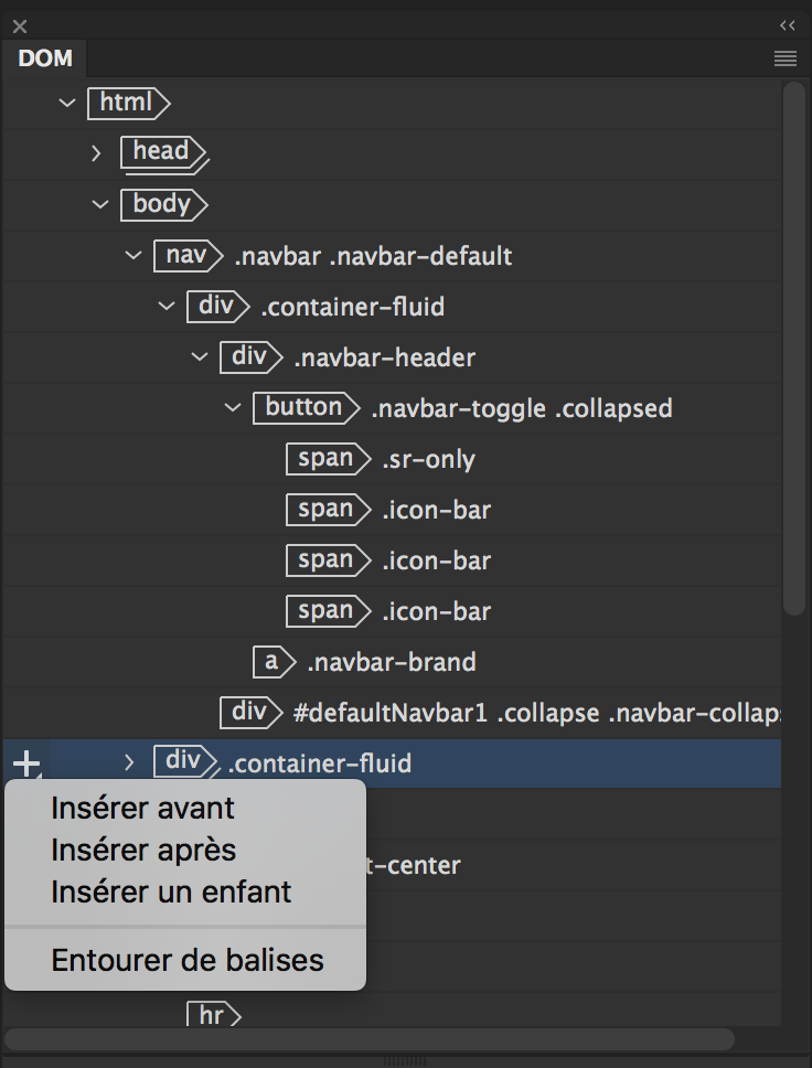 Comment utiliser le panneau DOM sous Dreamweaver
