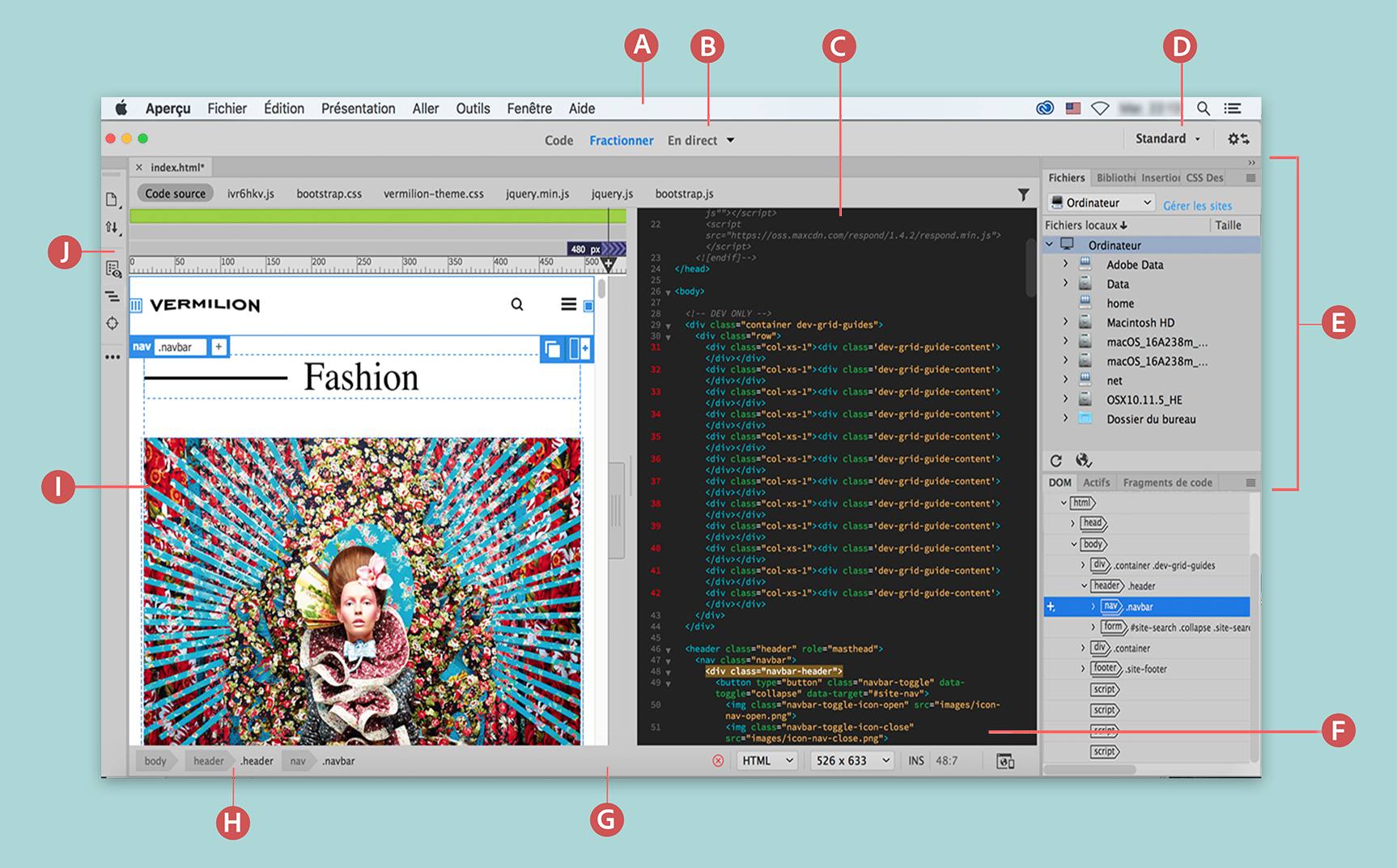 Présentation de l’espace de travail de Dreamweaver