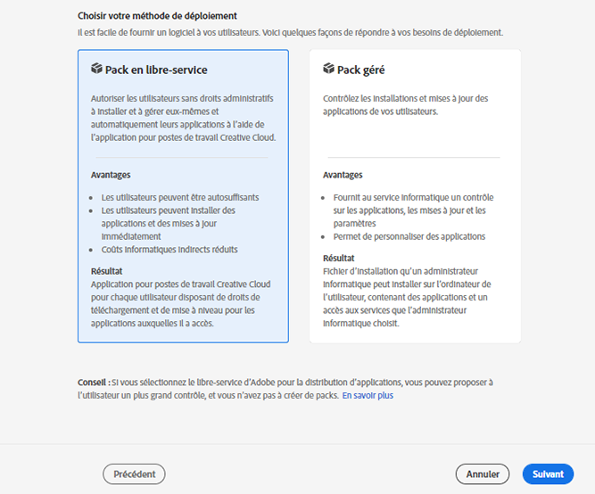 Création de packs de licences nominatives
