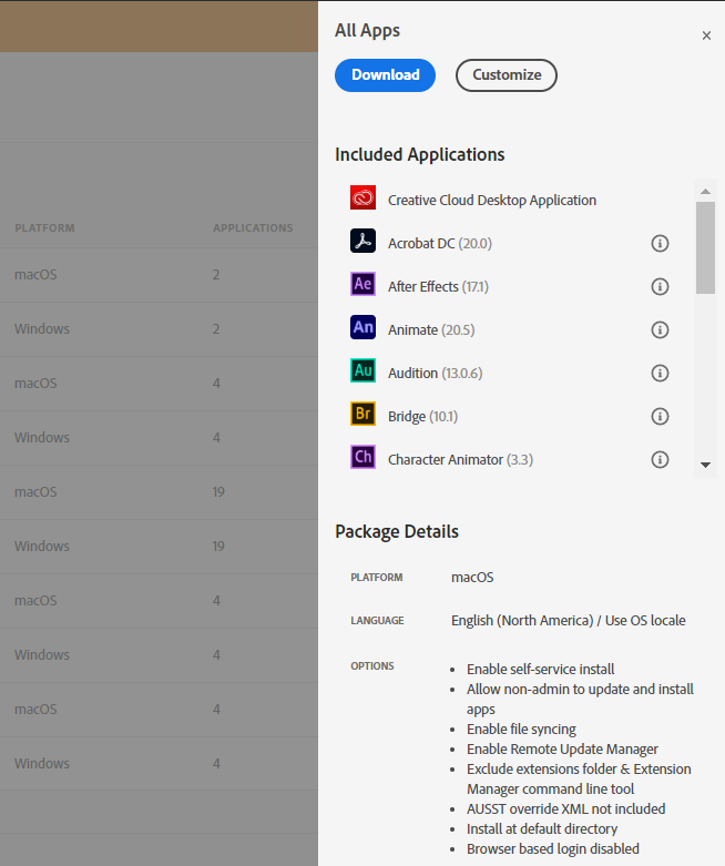 Modèles Adobe pour packs