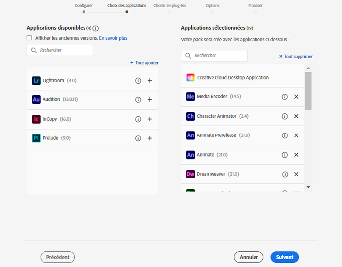 Modèles Adobe pour les packs