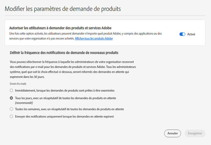Gestion des demandes de produits