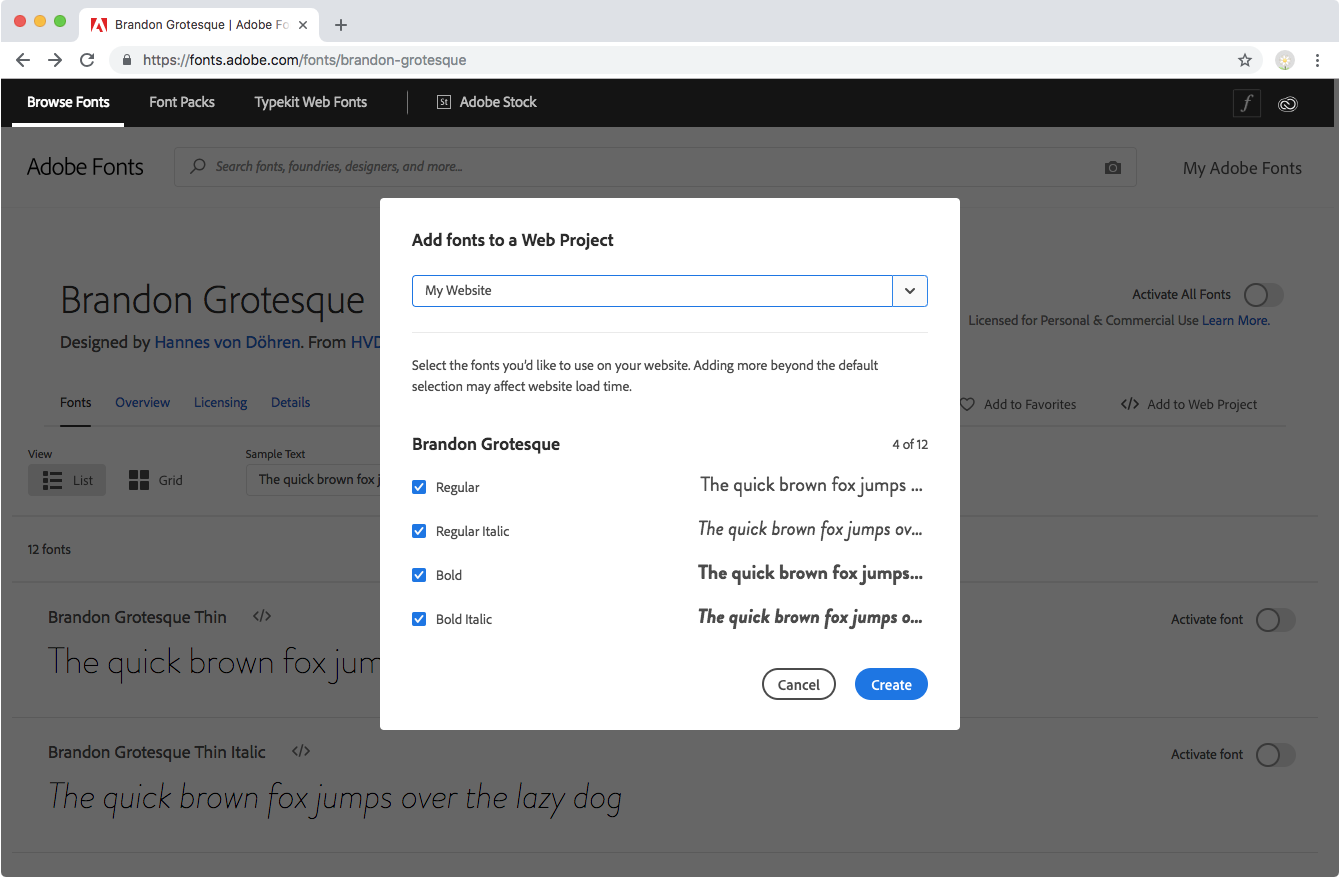 Ajout de polices à votre site web