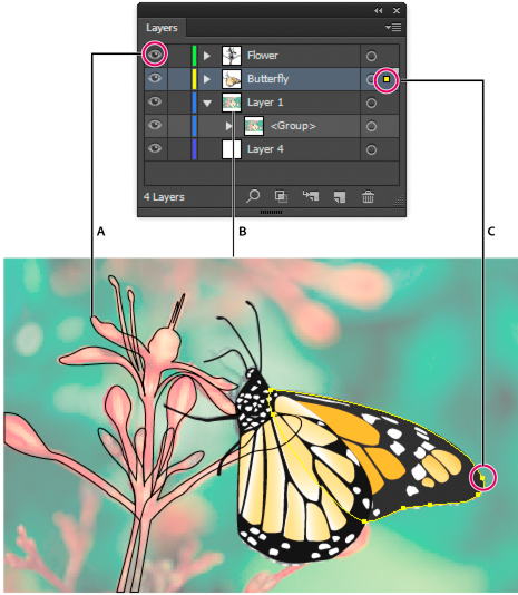 Utilisation de calques dans Illustrator