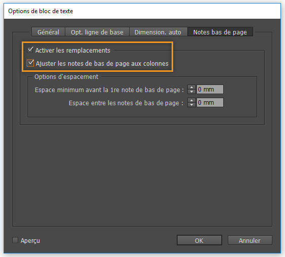 Création de notes de bas de page dans InDesign