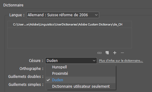 Vérification orthographique et dictionnaires de langue dans InDesign