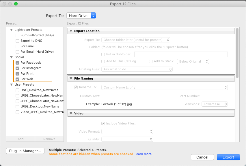 Exportation de photos à partir de Photoshop Lightroom Classic