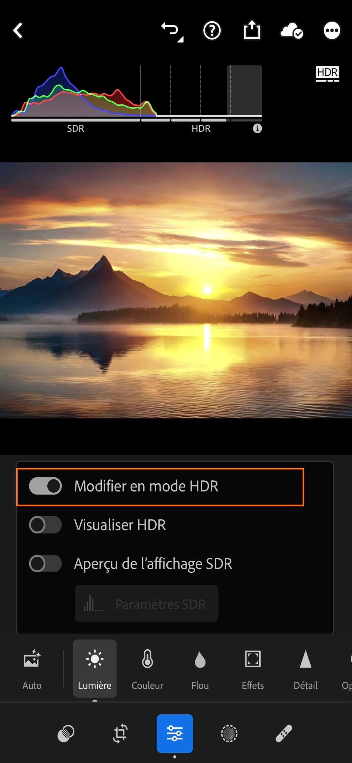 Optimisation des photos HDR dans Lightroom pour mobile (iOS)