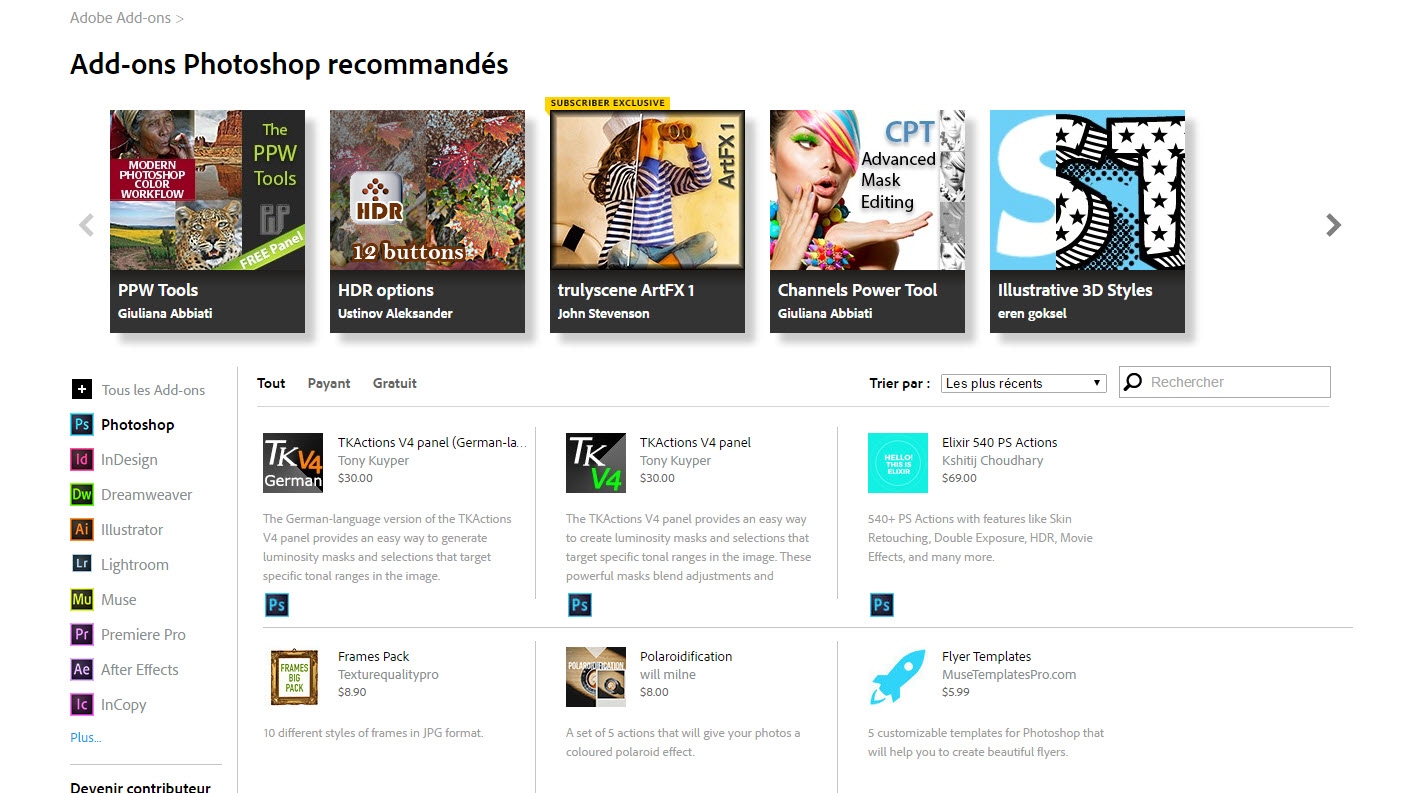 Modules complémentaires de Photoshop (modules externes et extensions)