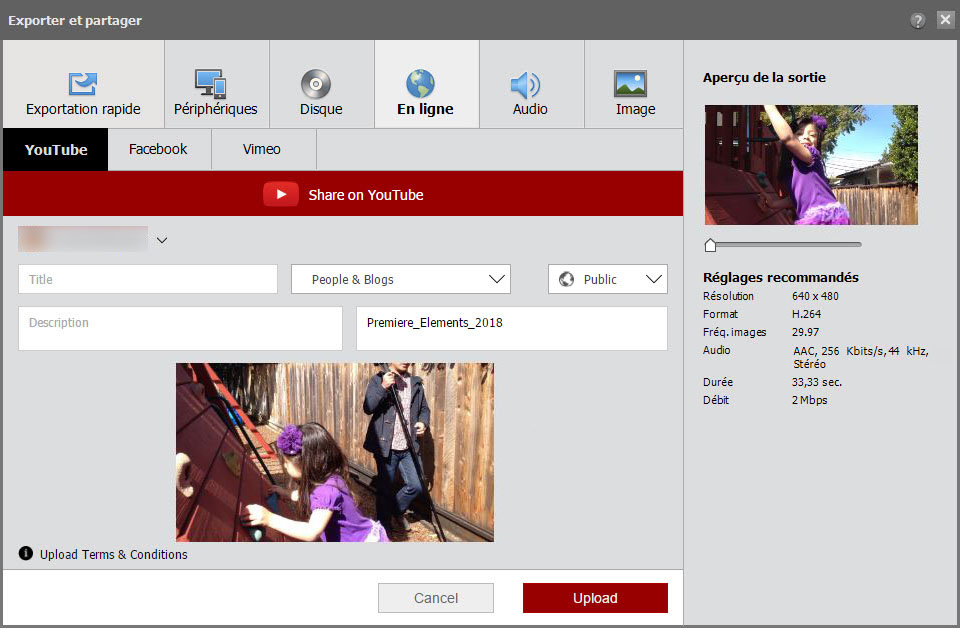 Partage de vidéos sur YouTube dans Adobe Premiere Elements