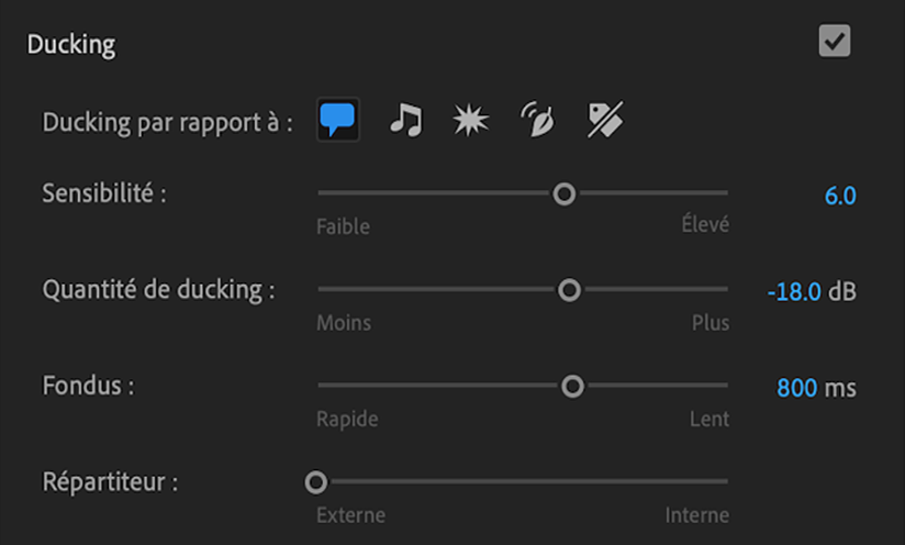 Réduisez automatiquement le volume de la musique durant les dialogues.