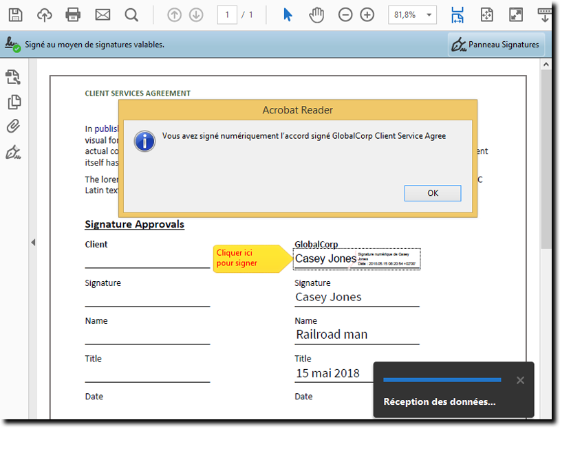 Utilisation de signatures numériques