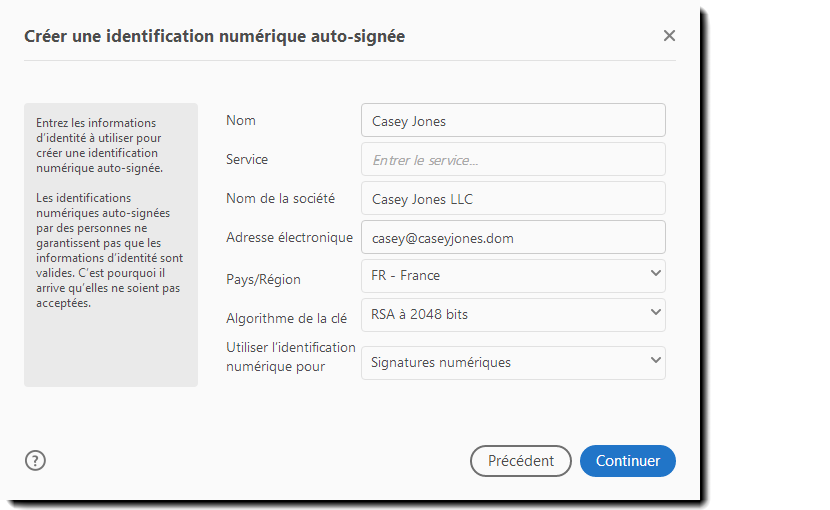 Utilisation de signatures numériques