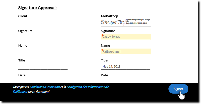 Utilisation de signatures numériques