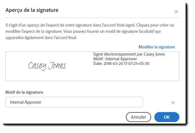 Demande d’un motif de signature