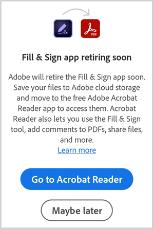 Adobe מוציאה משימוש את Fill & Sign: עבור ל-Acrobat Reader