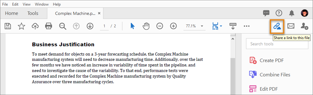 שיתוף קבצים באופן מקוון באמצעות Adobe Acrobat