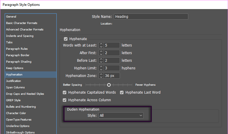 בדיקת איות ומילוני שפות ב-InDesign