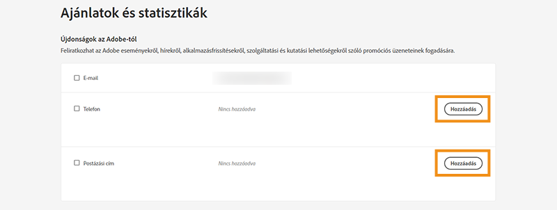 Az Adobe marketinggel kapcsolatos kommunikációjának kezelése.