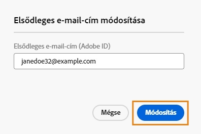 Módosítsa Adobe-fiókja e-mail-címét