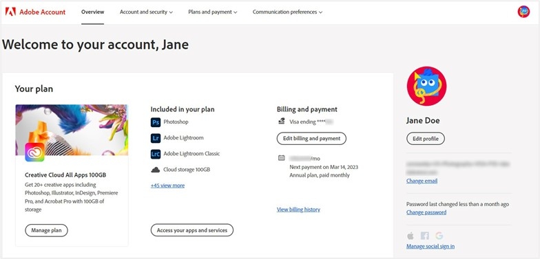 Dapatkan akses ke akun Adobe Anda