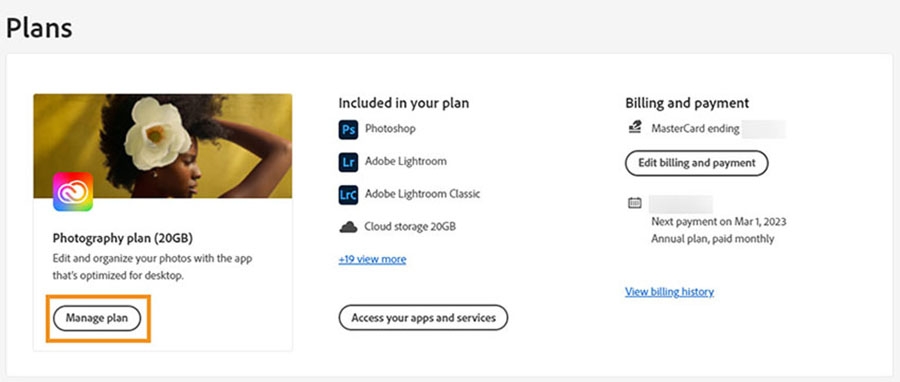 Pelajari cara mengubah paket atau langganan Adobe Anda.
