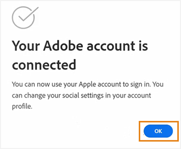 Menghubungkan akun sosial Anda dengan akun Adobe
