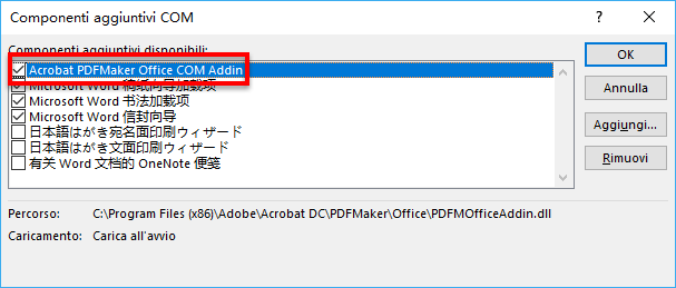 Risoluzione dei problemi di Acrobat PDFMaker in Microsoft Office su Windows