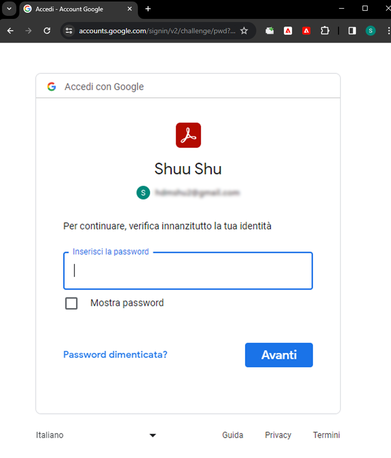 Accedere ai propri file Google Drive in Acrobat