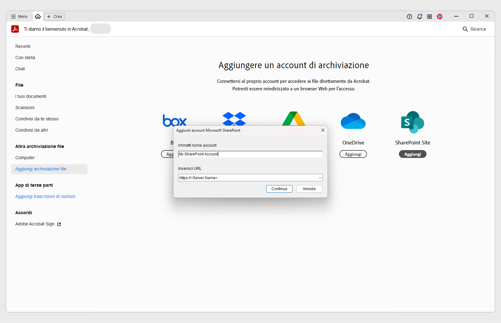 Accedere ai file SharePoint in Acrobat, Acrobat Reader