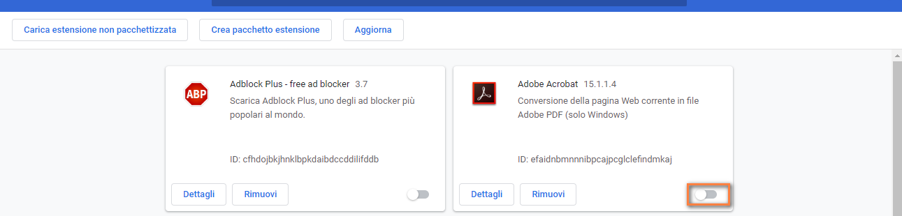 Attivare l’estensione Adobe Acrobat per Google Chrome