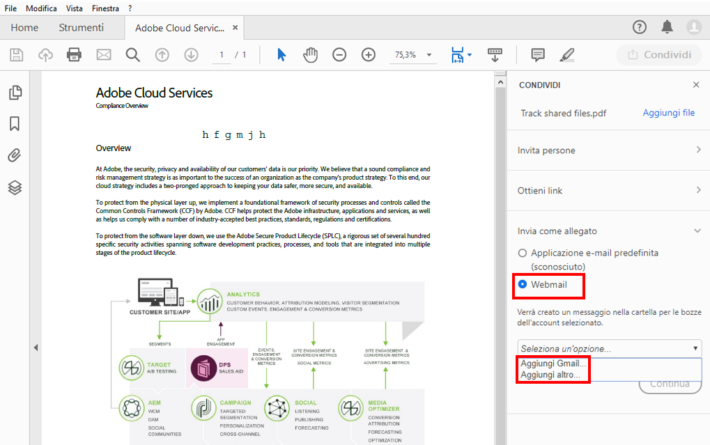Condividere i file online con Adobe Acrobat