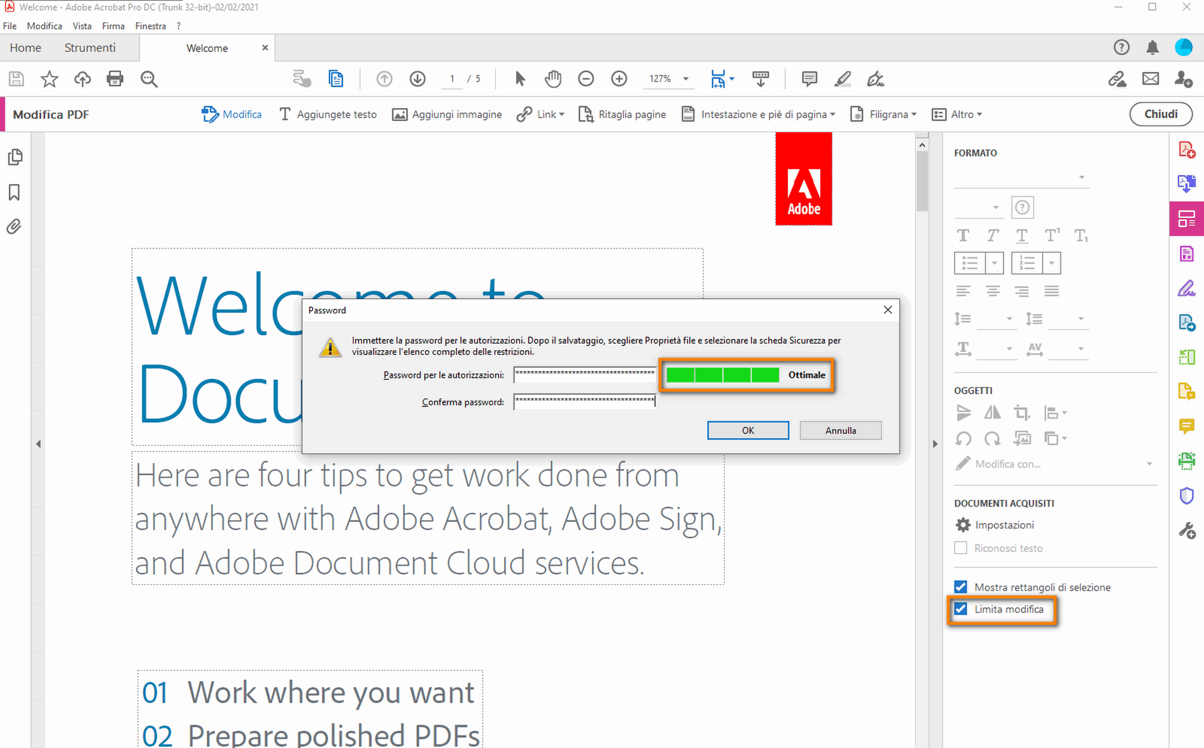 Riepilogo delle nuove funzioni | Versione di febbraio 2021 di Acrobat DC