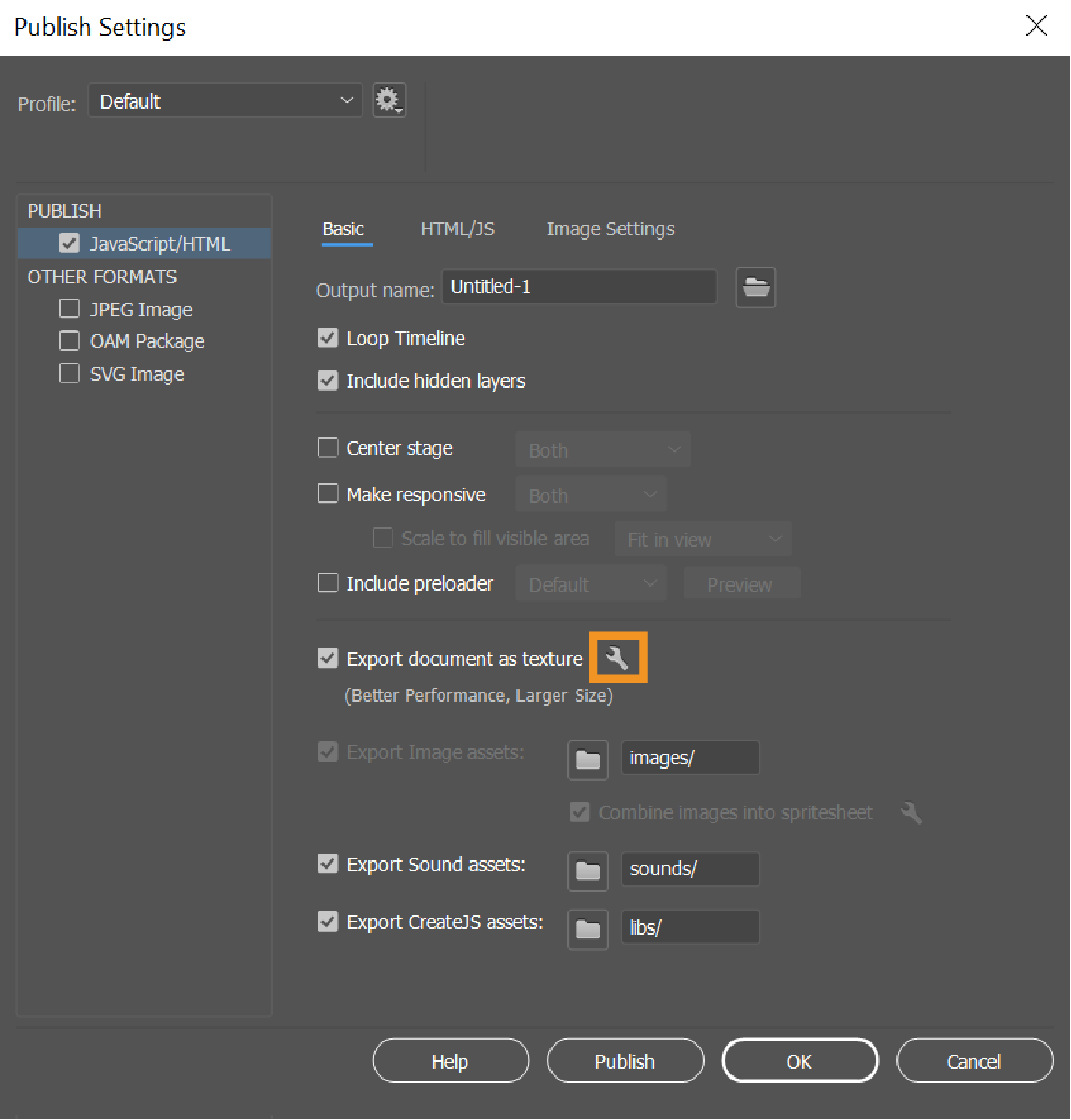 Esportare animazioni per dispositivi mobili e motori grafici