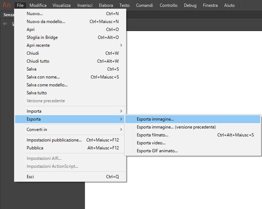 Come esportare i file in SWF e altri formati da Animate CC