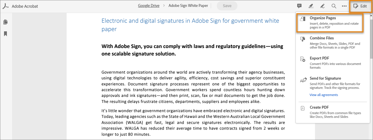 Utilizzo dell’estensione Adobe Document Cloud per Google Drive