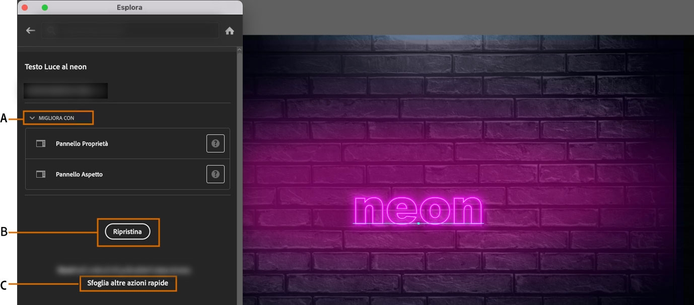 Applicare l'effetto luce al neon al testo