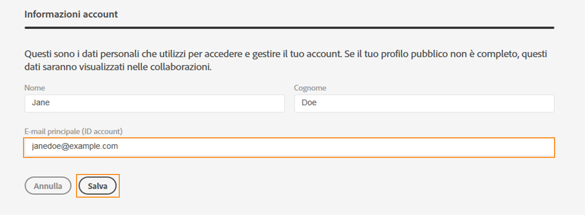 Creazione o aggiornamento dell’Adobe ID