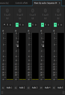 Volume clip monitor nel Mixer clip audio di Premiere Pro
