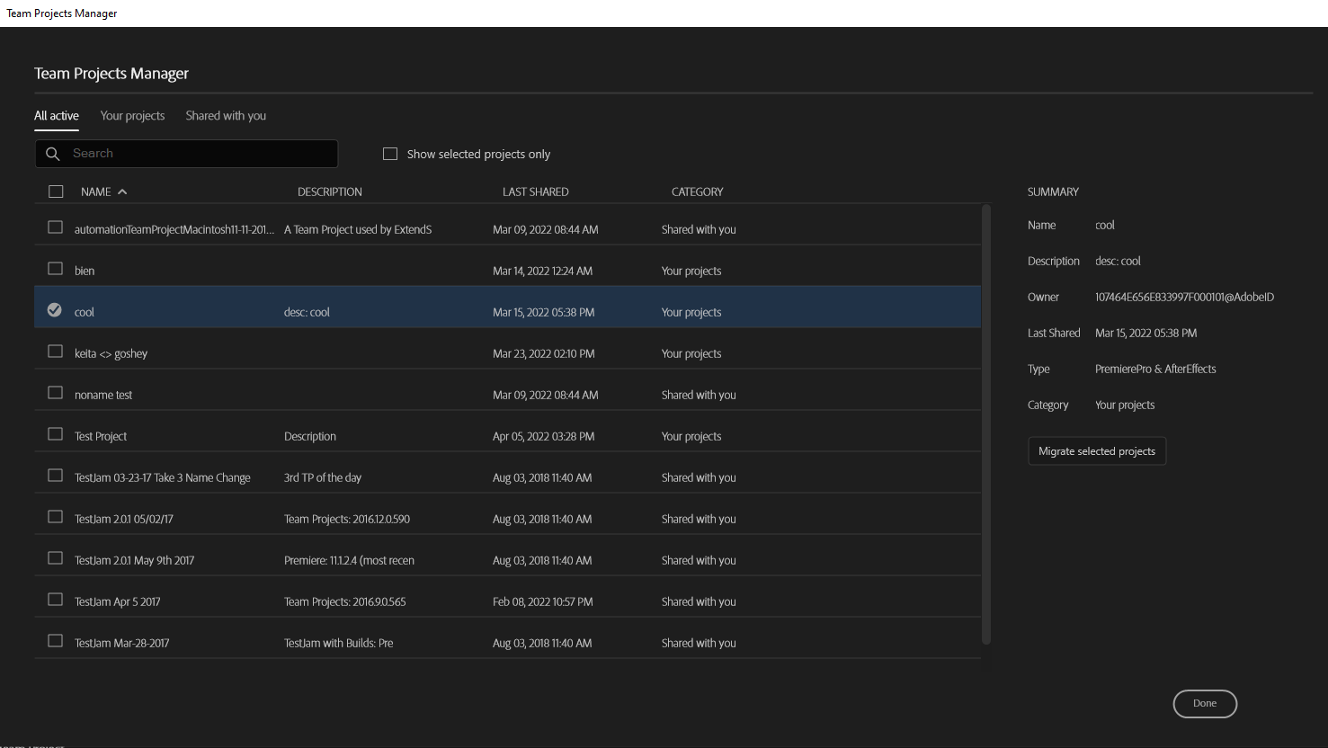 Problemi di migrazione quando si utilizza Team Projects