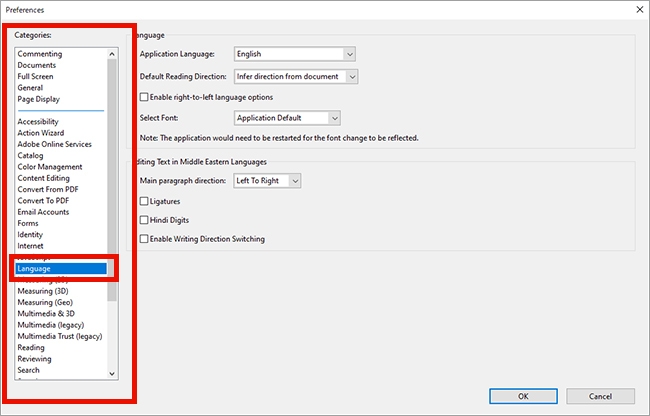 アップデート後、Acrobat / Acrobat Reader が英語メニューで起動してしまう場合