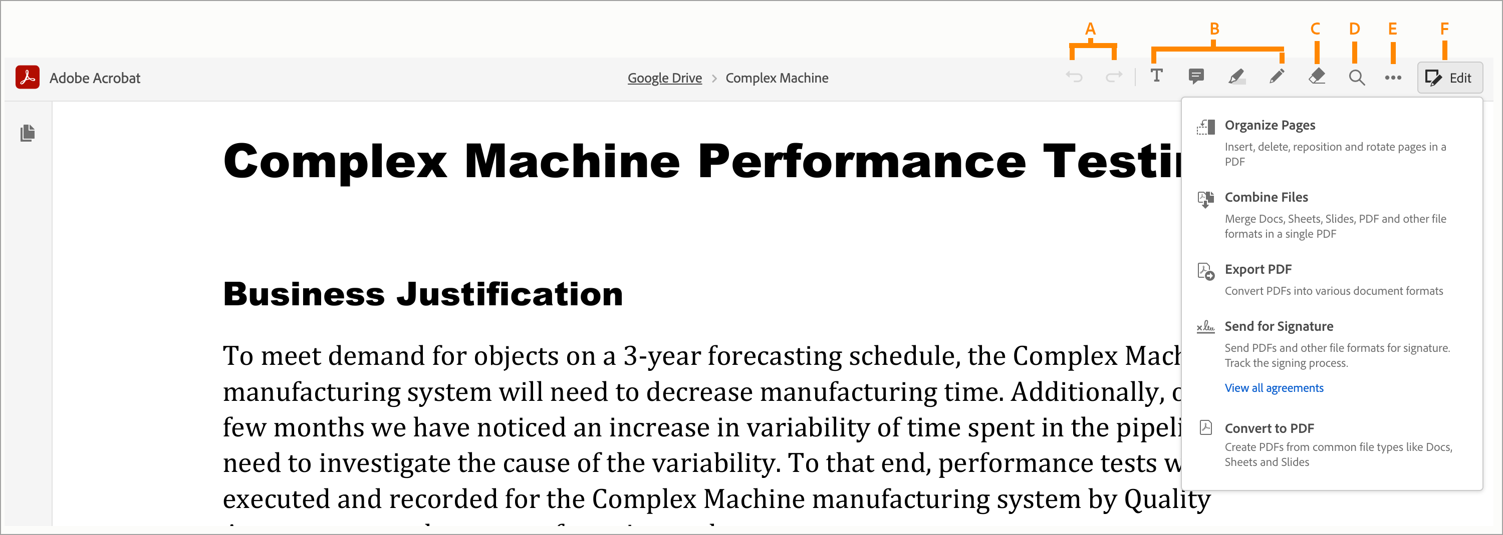 Google ドライブ向け Adobe Document Cloud 拡張機能の使用