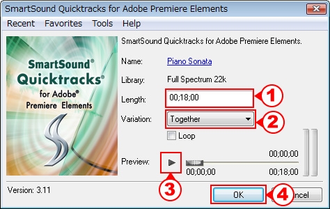 [基本操作] SmartSound で BGM を追加してみよう（Premiere Elements 8）