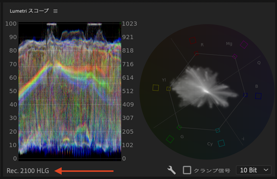 Premiere Pro の Rec. 2100 HLG でネイティブに動作します。