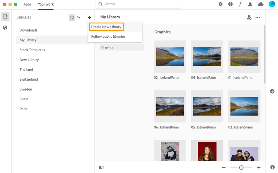 Creative Cloud 데스크탑 앱의 Creative Cloud Libraries