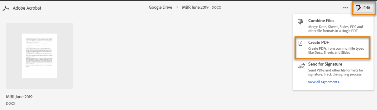 Google Drive용 Adobe Document Cloud 확장 프로그램 사용