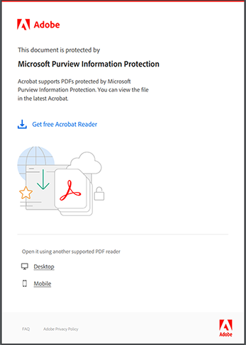 Acrobat에서 Microsoft Purview Information Protection 지원