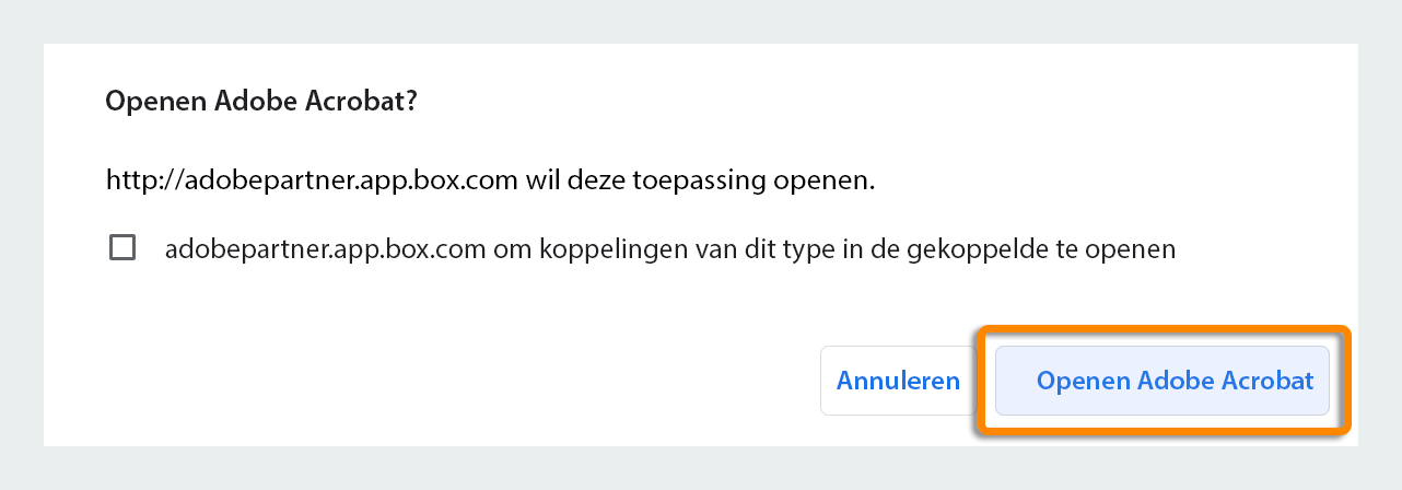 Uw Box-bestanden openen in Acrobat/Reader