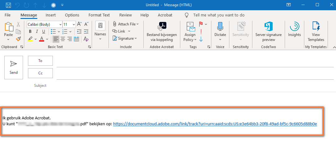 Adobe Document Cloud voor Outlook, Acrobat