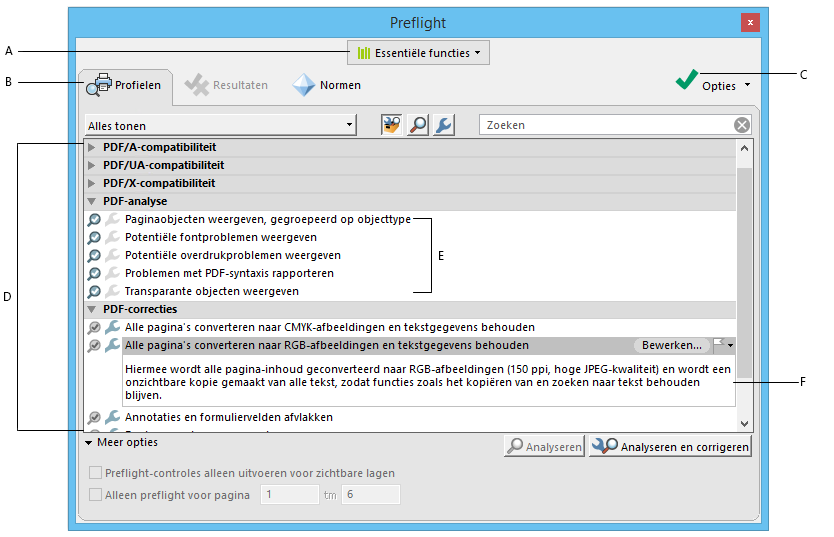 Documenten analyseren met het gereedschap Preflight (Adobe Acrobat Pro)